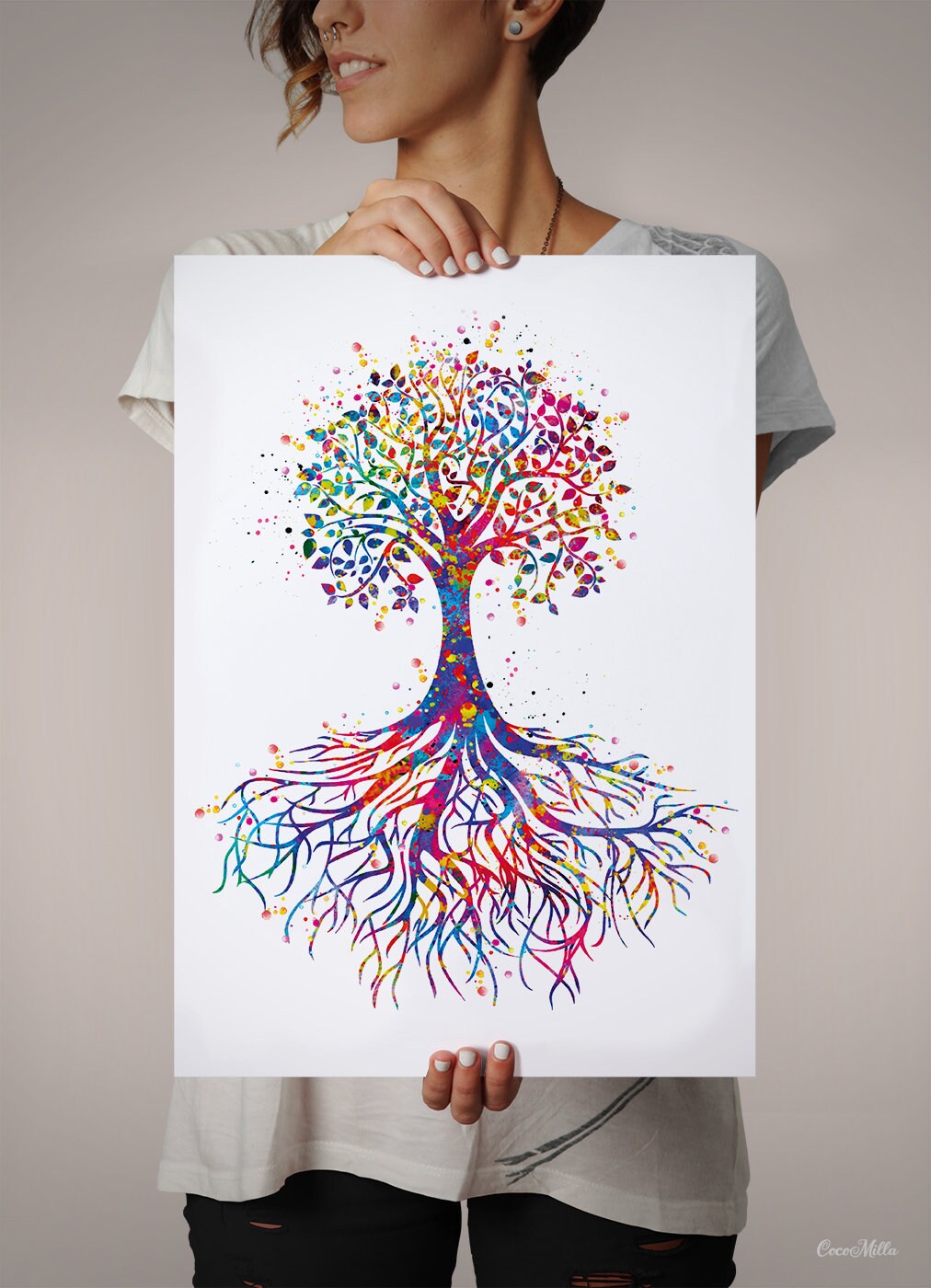 Tree Rooted Watercolor Print Wedding Gift Tree of Life | Etsy