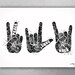 Peace Love Rock Symbol Watercolor Print ASL Sign Language Love - Etsy
