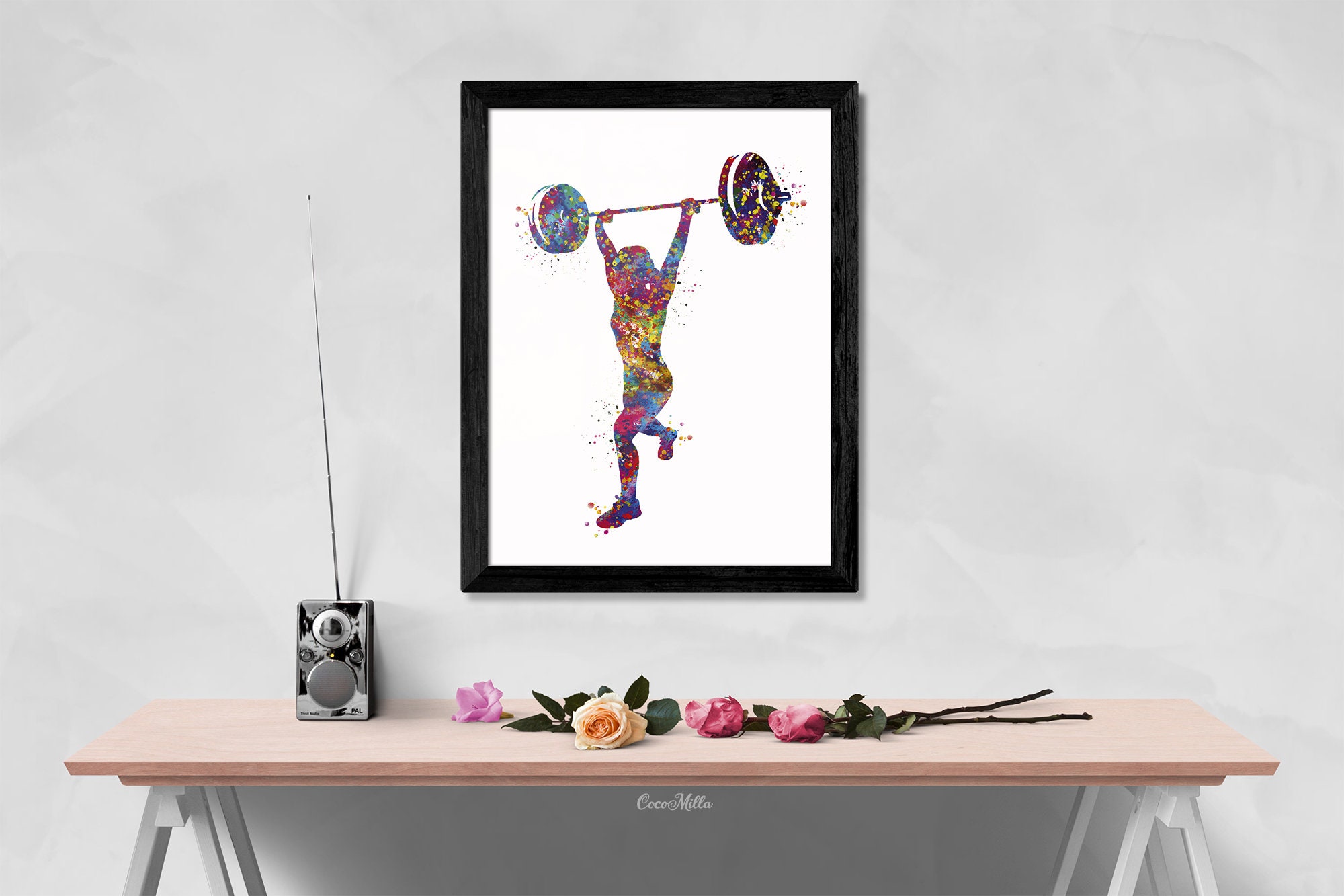 Weight Lifter Woman Watercolor Print Female Weightlifter Gift - Etsy España