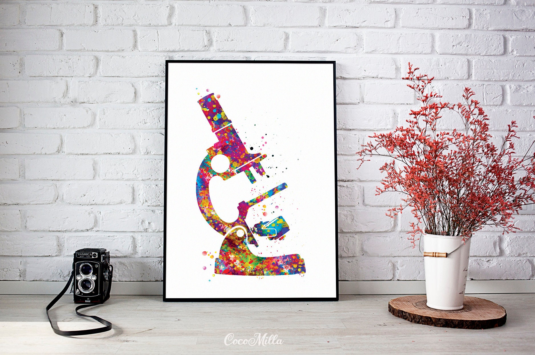 Microscope Watercolor Print Medical Art Microbiologistgift | Etsy