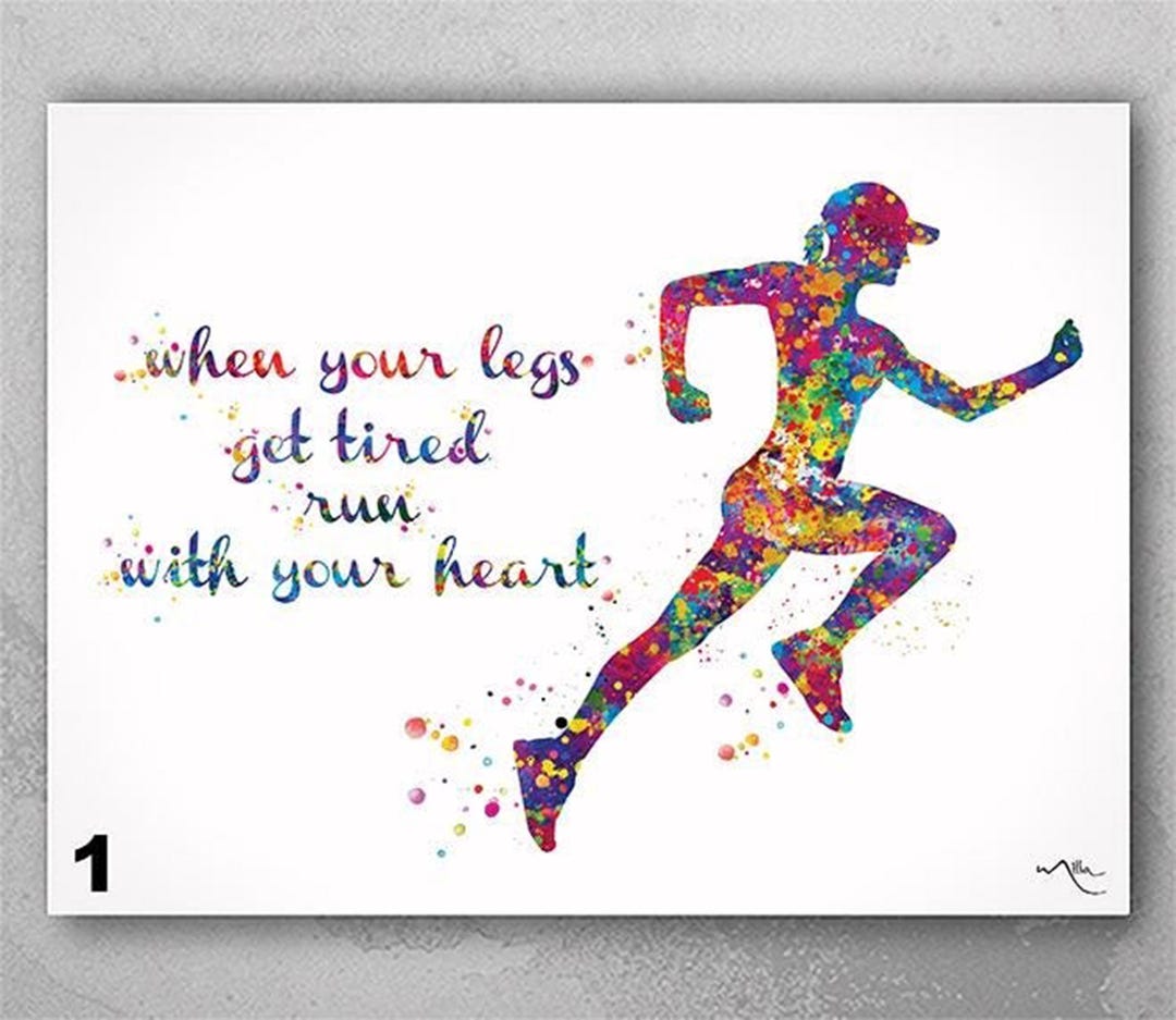 Female Runner Watercolor Print, Motivational Running Quote-393 - Etsy