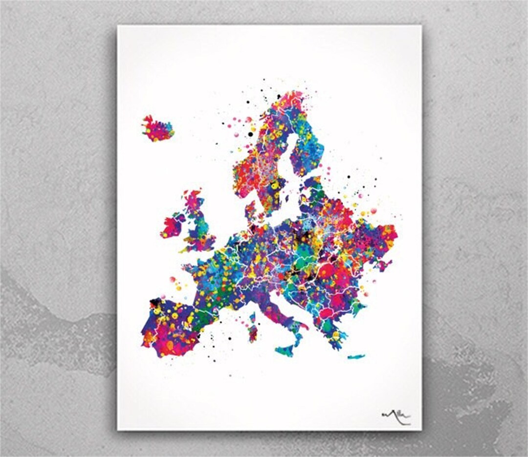 Map of Europe Map Wall Art Watercolor Print Travel Art Wanderlust ...