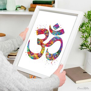 Ohm Symbol Watercolor Om Aum Omkara Hinduism Sign Housewarming Gift Zen ...