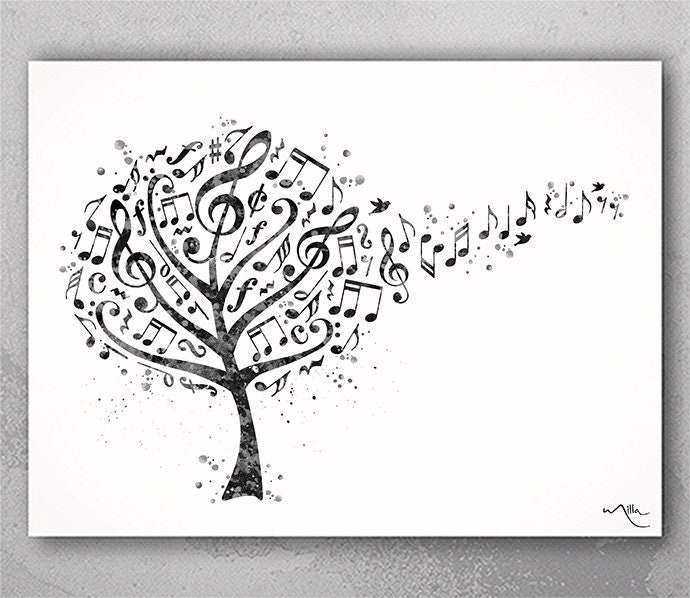 Music Tree Watercolor Print Treble Clef Art Print Art Print - Etsy UK