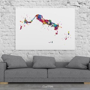 Turks and Caicos Map Watercolor Print Caribbean Islands Map Wall Art ...