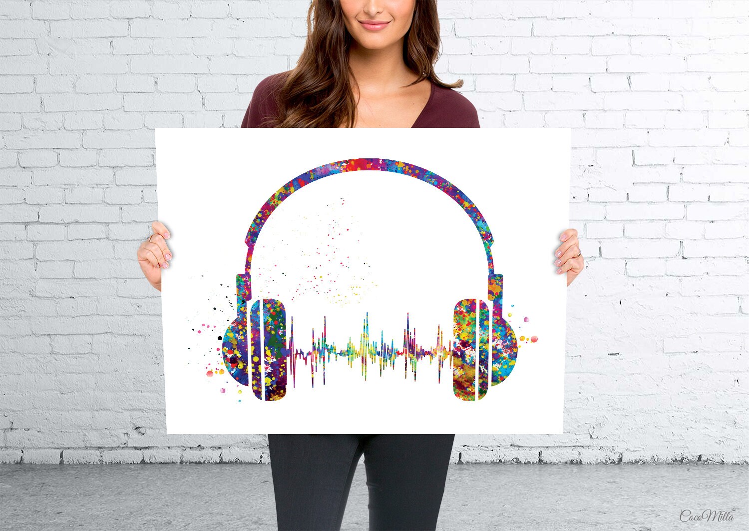 Headphone Watercolor Print Music Art Wall Art Earphones Poster | Etsy UK