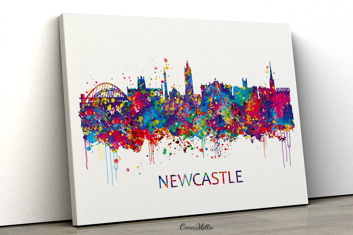 Newcastle Skyline Watercolor Print Newcastle Upon Tyne Geordie - Etsy