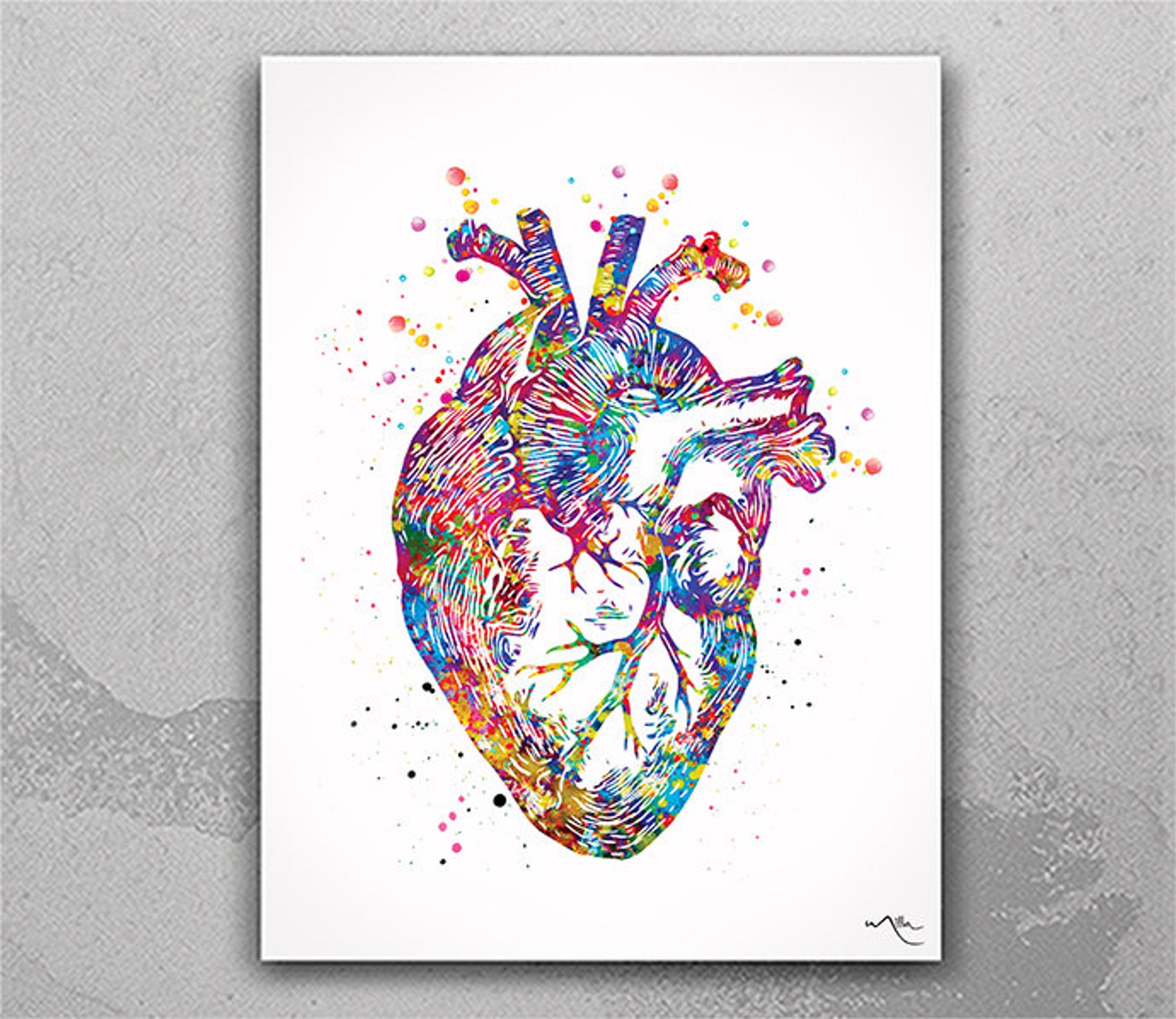 Heart Anatomy Watercolor Print Cardiology Decor Medical Art | Etsy