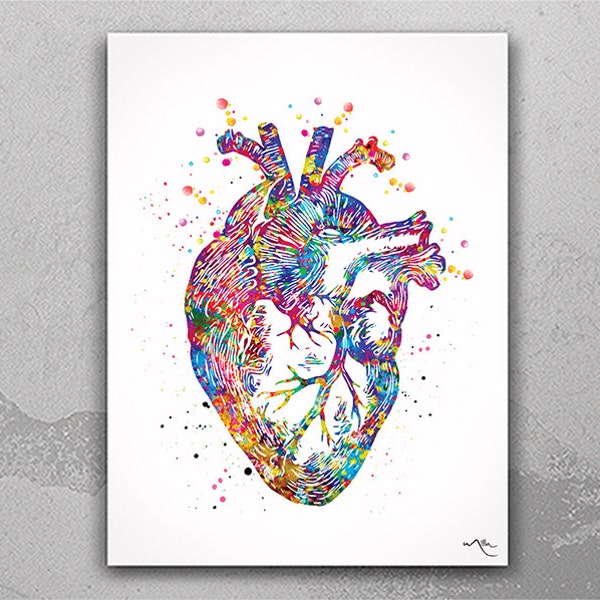 Heart Anatomy Watercolor Print Cardiology Decor Medical Art Print ...