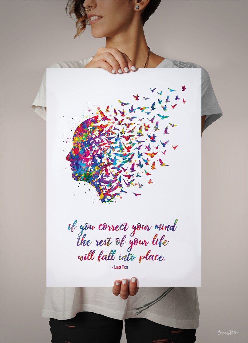 Mind Quote Watercolor Print Flying Birds Quote Meditation Art - Etsy