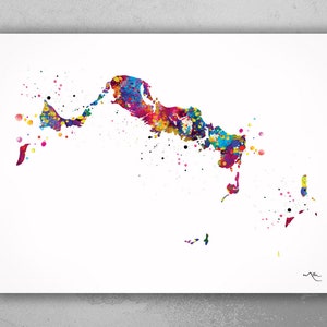 Turks and Caicos Map Watercolor Print Caribbean Islands Map Wall Art ...