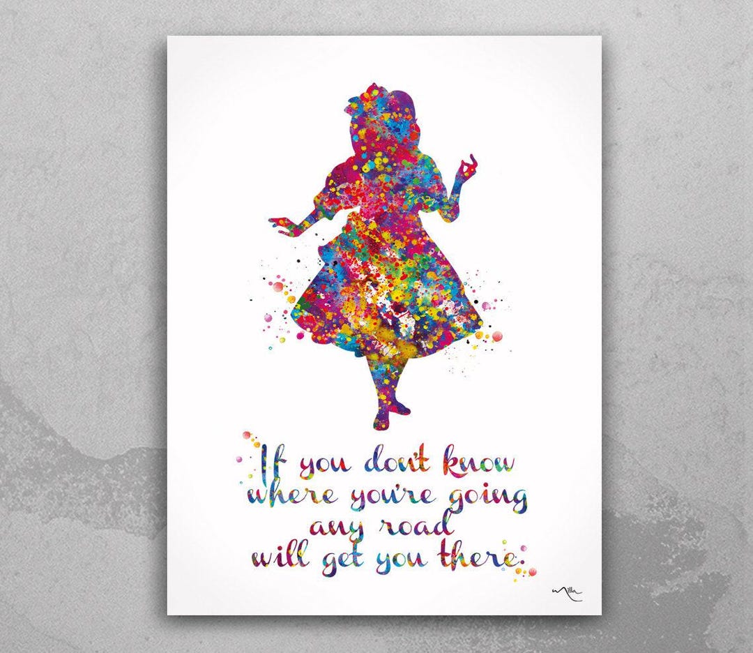 Alice in Wonderland Watercolor Print, Inspirational Quote Poster-2222 ...
