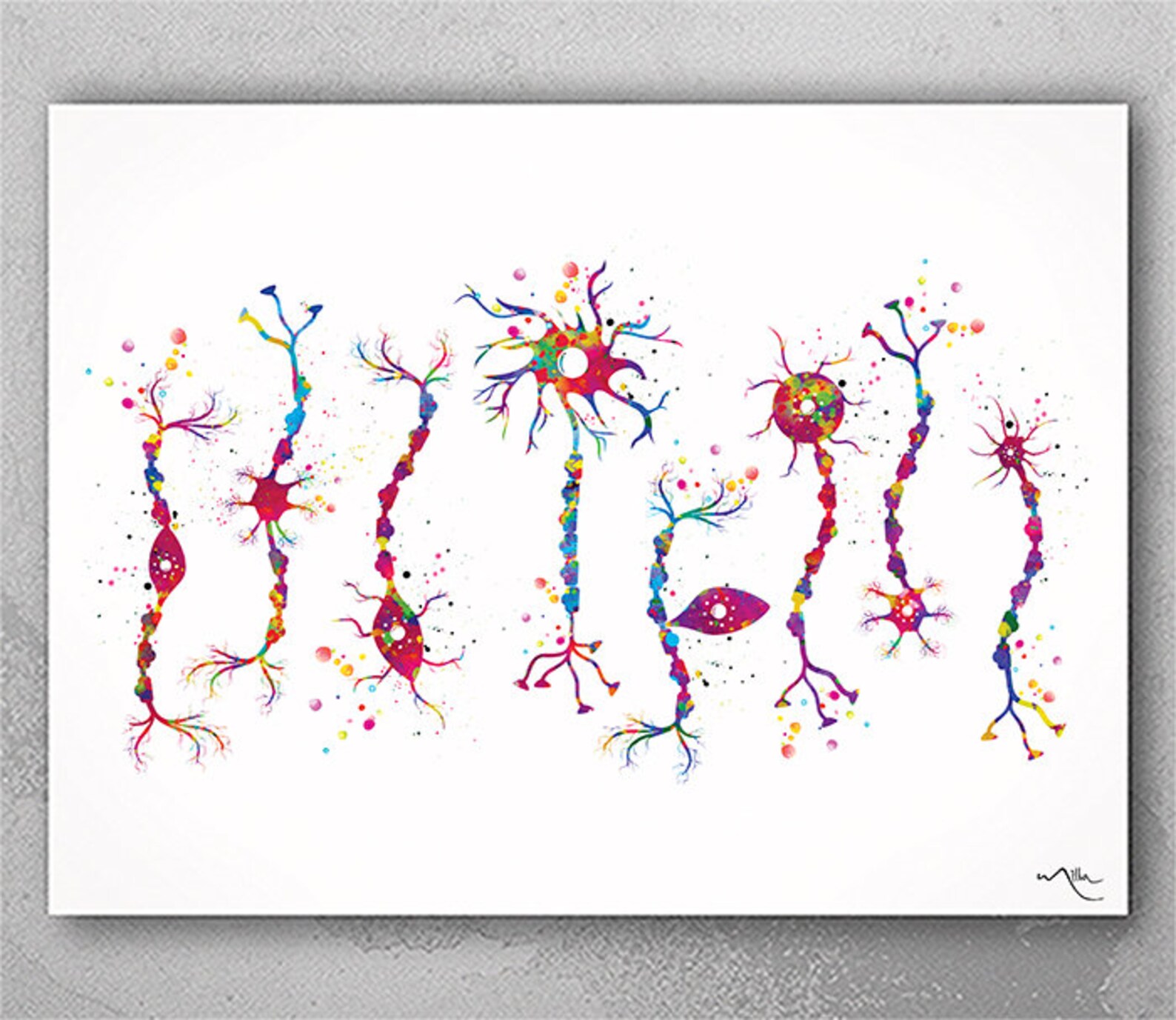 Neuron Types Art Watercolor Print Science Poster Neurology - Etsy
