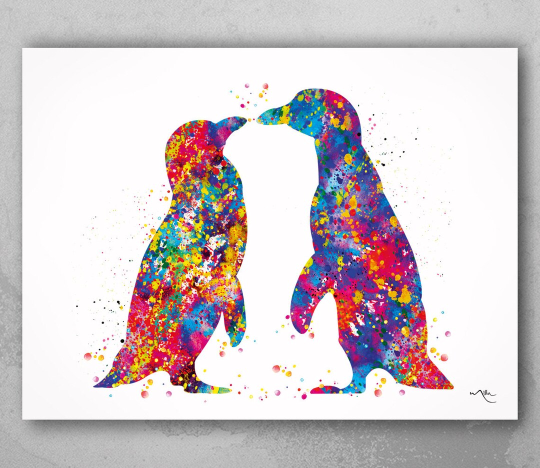 Penguin Watercolor Print, Wedding Gift, Animal Print, Nursery Decor ...