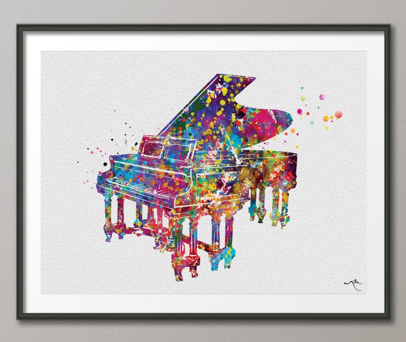 Piano Watercolor Print Music Instrument Wall Art Poster Music | Etsy