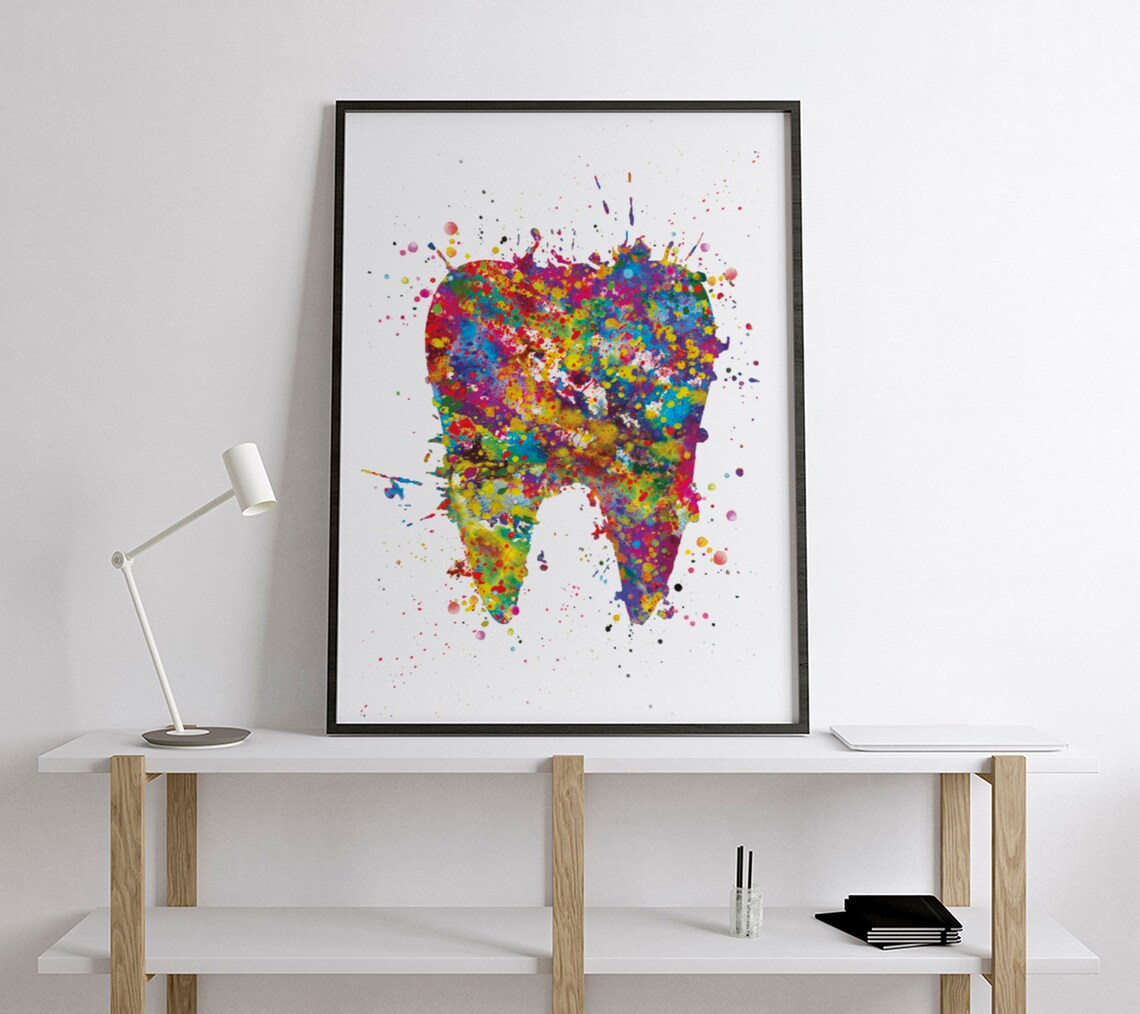 Tooth Art Watercolor Print Teeth Anatomical Art Dental Clinic | Etsy