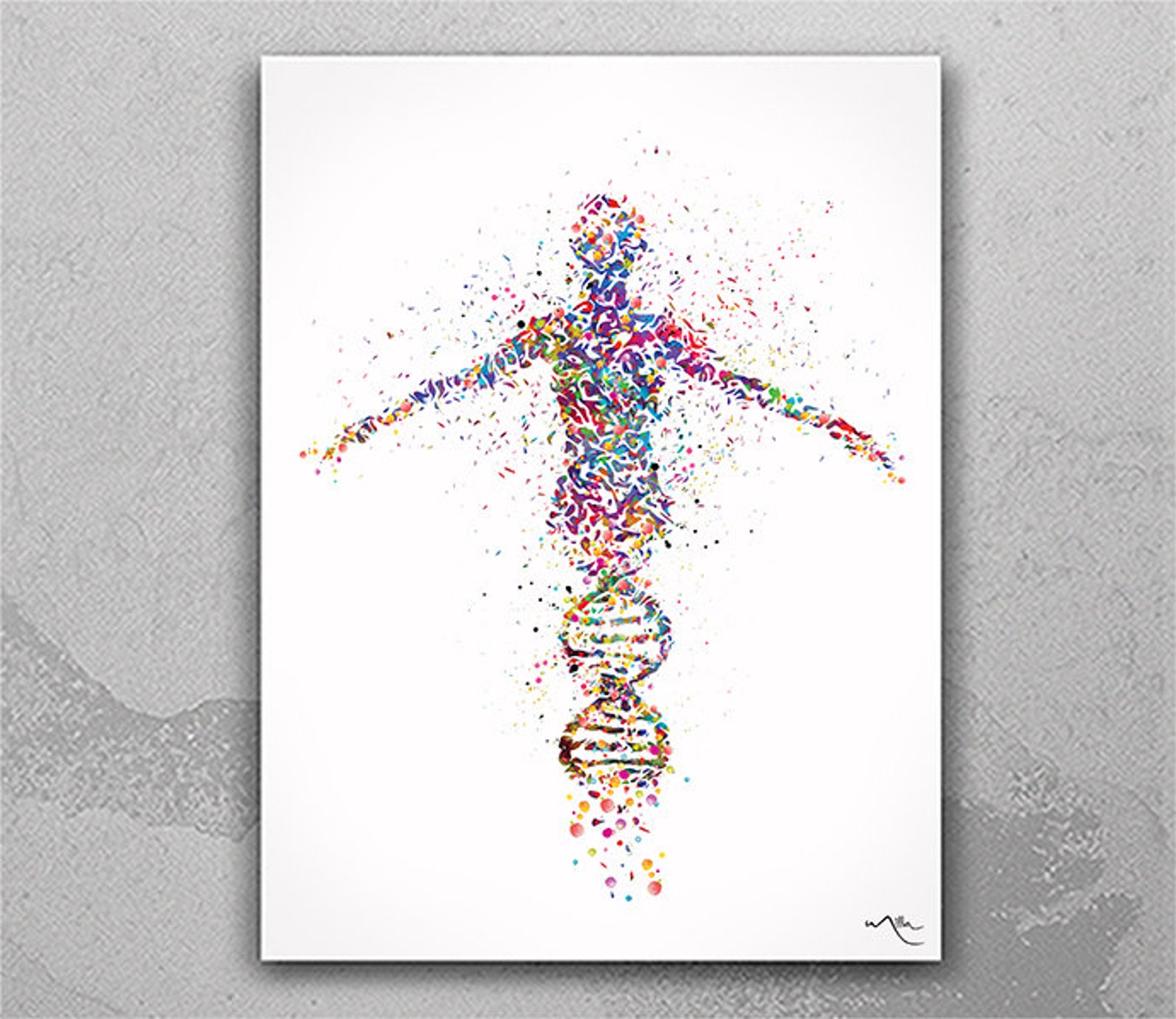 DNA Human Watercolor Print Dna Art Medical Wall Art Nurse Gift - Etsy