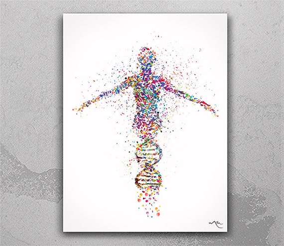 DNA Human Watercolor Print Dna Art Medical Wall Art Nurse Gift - Etsy