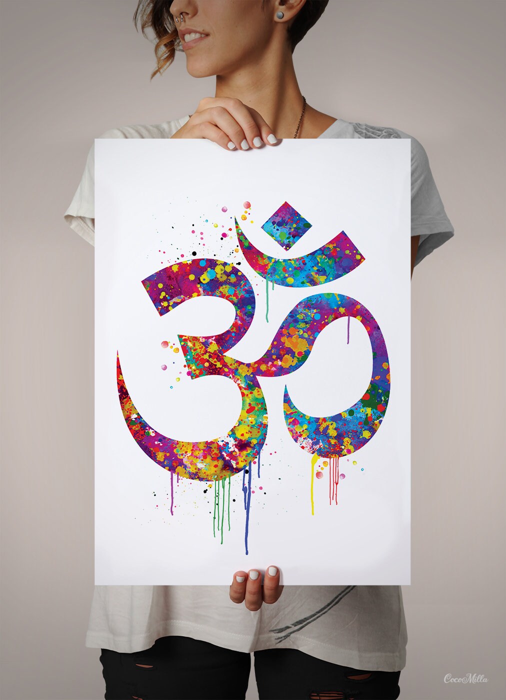 Om Art Symbol Watercolor Print Ohm Yoga Art Poster sold by Anuradha ...