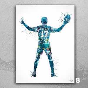 Rugby Player Personelized Watercolor Print Male Rugby Gift Rugby ...