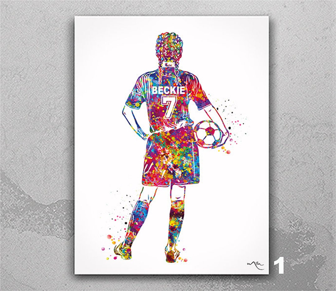 Soccer Player Personalized Watercolor Print Female Football Gift Soccer ...