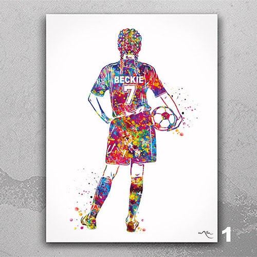 Soccer Player Girl Personalized Watercolor Print Female - Etsy