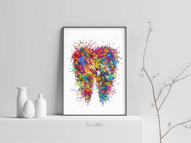 Tooth Art Print | Colorful Watercolor Dental Clinic Decor - Etsy