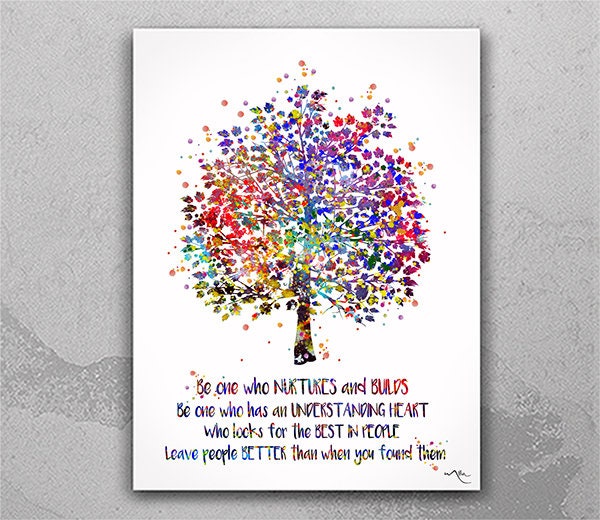 Tree Nature Quote Family Love Watercolor Print Inspirational - Etsy ...