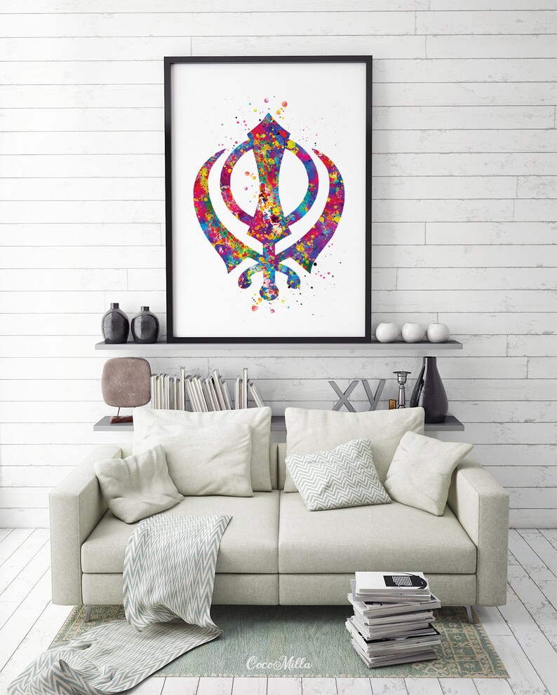 Khanda Symbol Watercolor Print Khanda Wall Art Poster Wall - Etsy UK