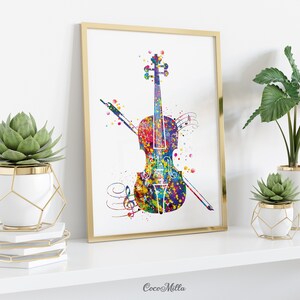 Violin Music Instrument Watercolor Art Print Wall Art Poster Music Art ...