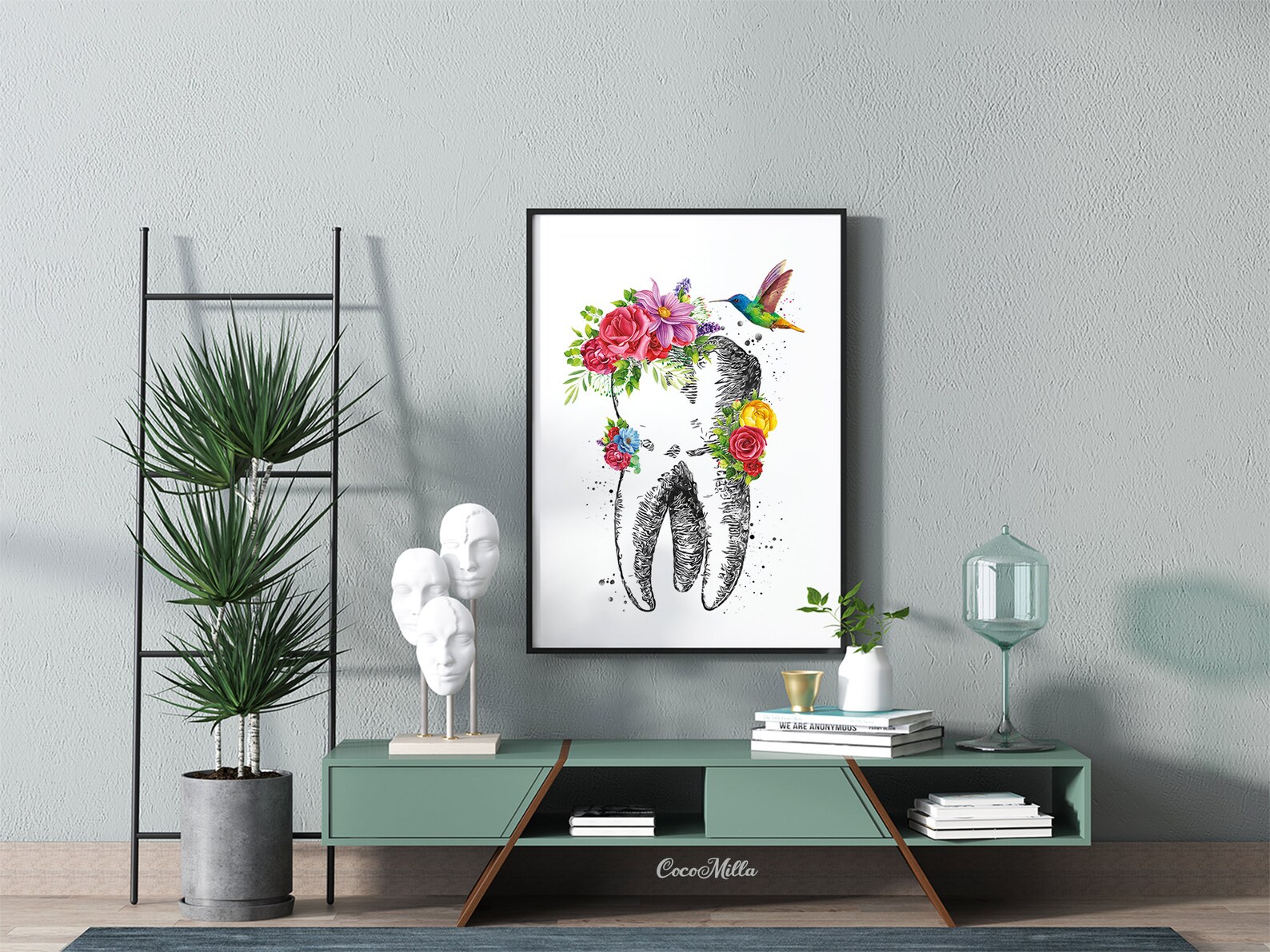Floral Tooth Watercolor Print Tooth Flowers Anatomical Art | Etsy