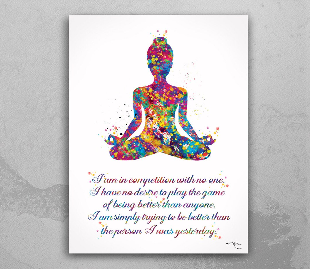 Yoga Art Motivational Quote Watercolor Print Yogi Poster Yoga Pose Yoga ...
