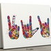 Peace Love Rock Symbol Watercolor Print ASL Sign Language Love - Etsy