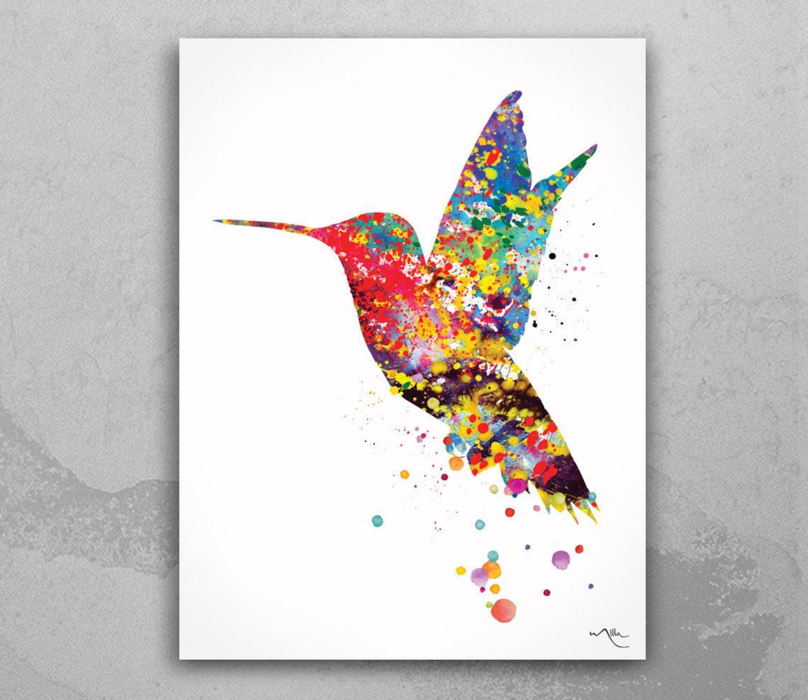 Hummingbird Watercolor Art Print, Colorful Home Decor-42 - Etsy