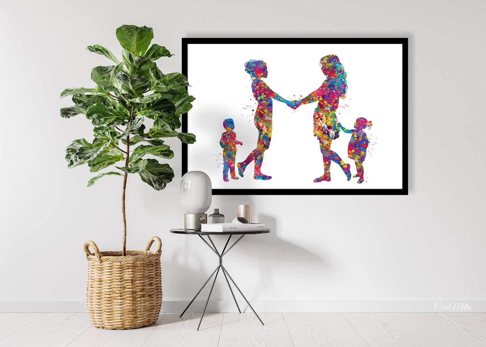 Two Moms and Two Kids Watercolor Print Same Sex New Moms LGBT | Etsy