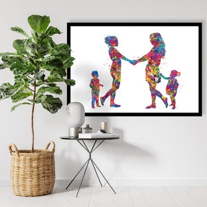 Two Moms and Two Kids Watercolor Print Same Sex New Moms LGBT | Etsy