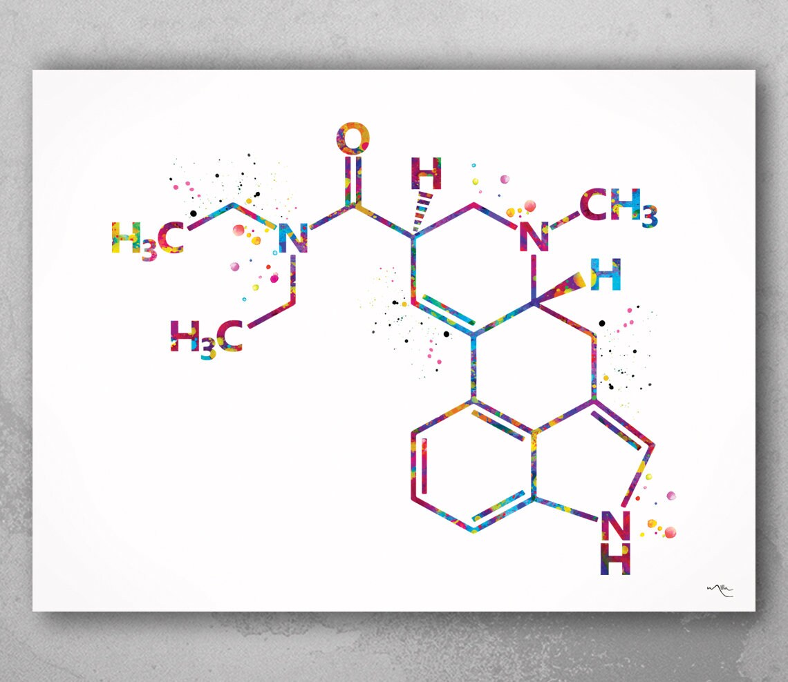 LSD Molecule Watercolor Print Chemical Molecule Symbol Wall - Etsy 日本