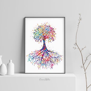 Tree Rooted Watercolor Print Wedding Gift Tree of Life - Etsy
