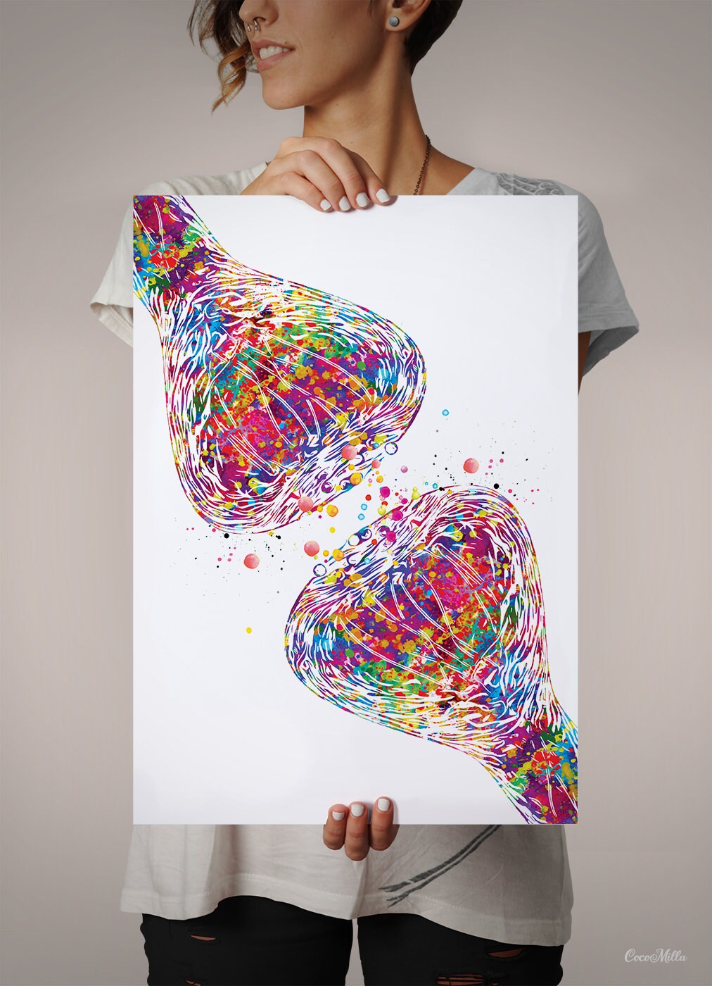 Synapse Receptor Watercolor Print Science Poster Neurology Art | Etsy
