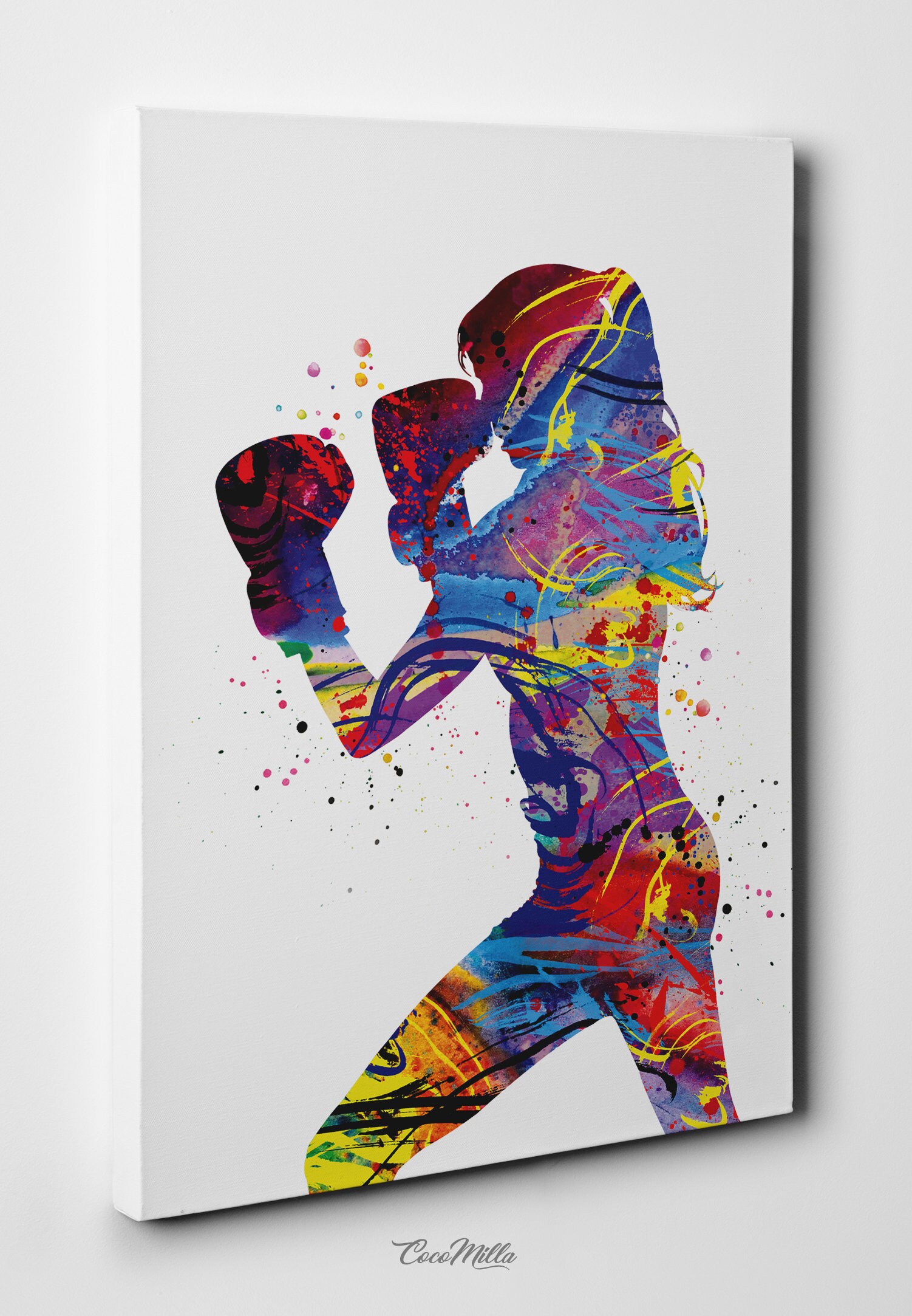Boxing Girl Watercolor Print Martial Arts Nursery Fight Sports Gift Art ...