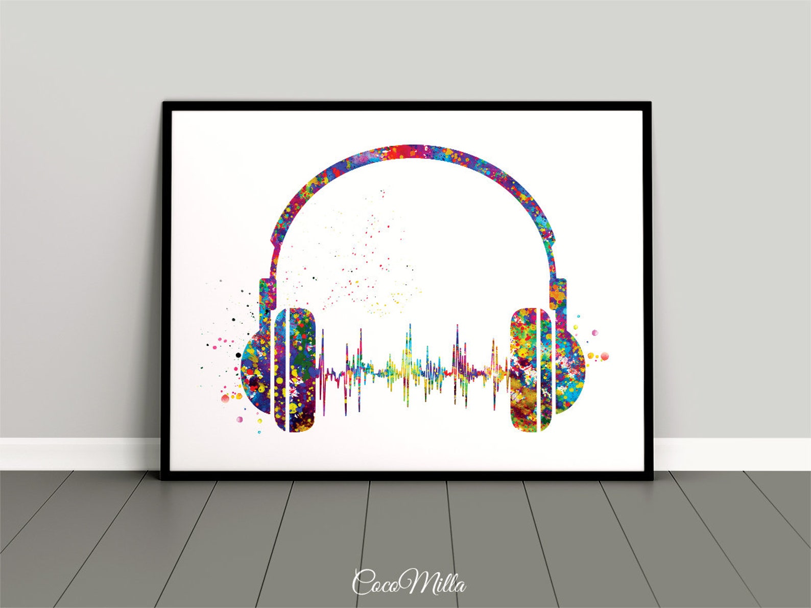 Headphone Watercolor Print Music Art Wall Art Earphones Poster | Etsy UK