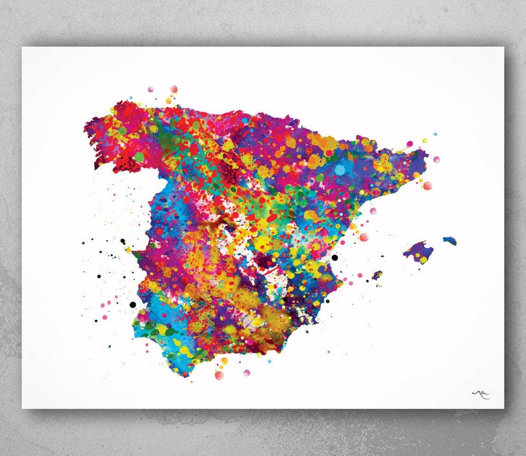 Spain Map Watercolor Print Madrid Map Spain Decor Wanderlust Wall Art ...