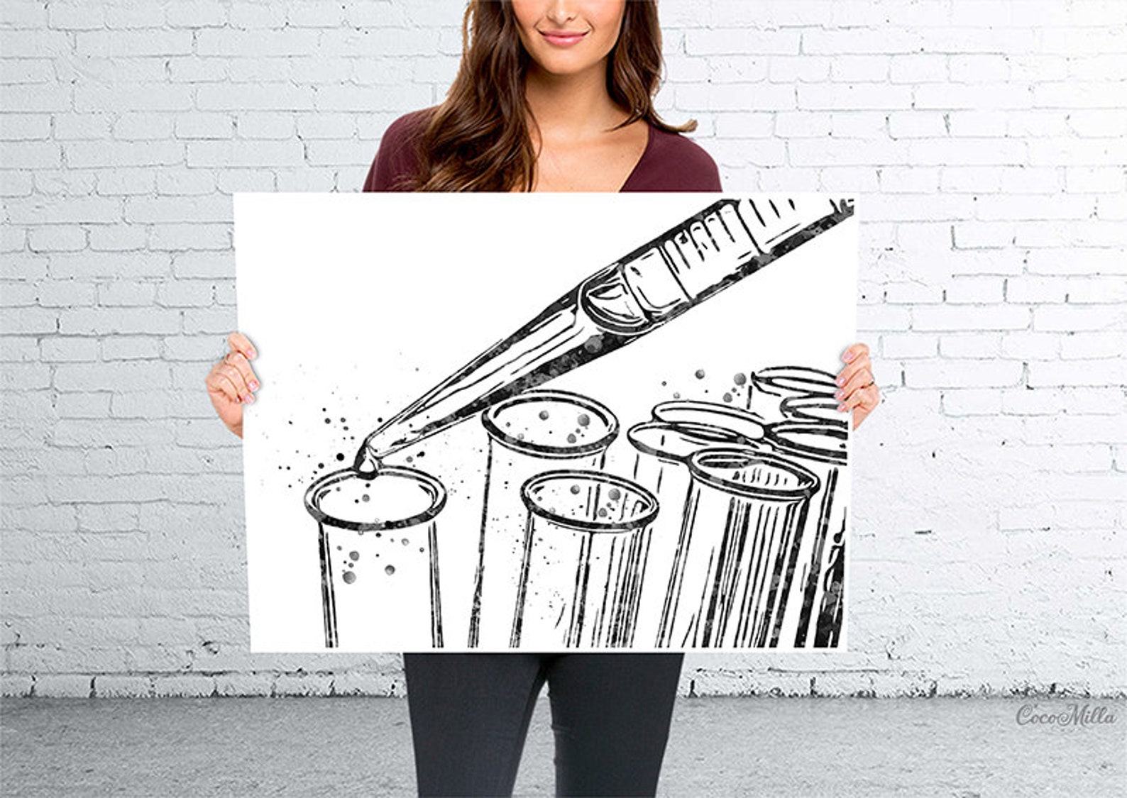 Test Tubes and Pipette Watercolor Print Chemistry Phlebotomist | Etsy