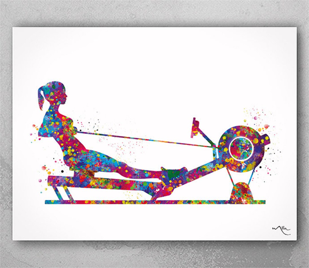 Rowing Woman Watercolor Print Sports Art Rowing Workout Room Decor ...