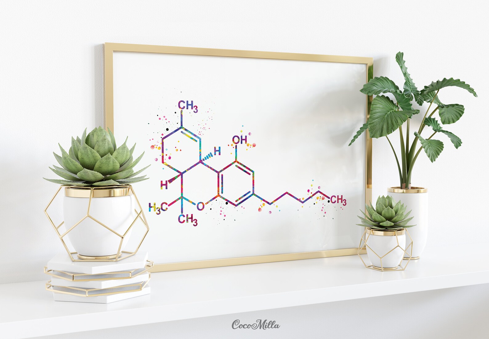 THC Molecule Watercolor Print Chemical Molecule Symbol Wall | Etsy