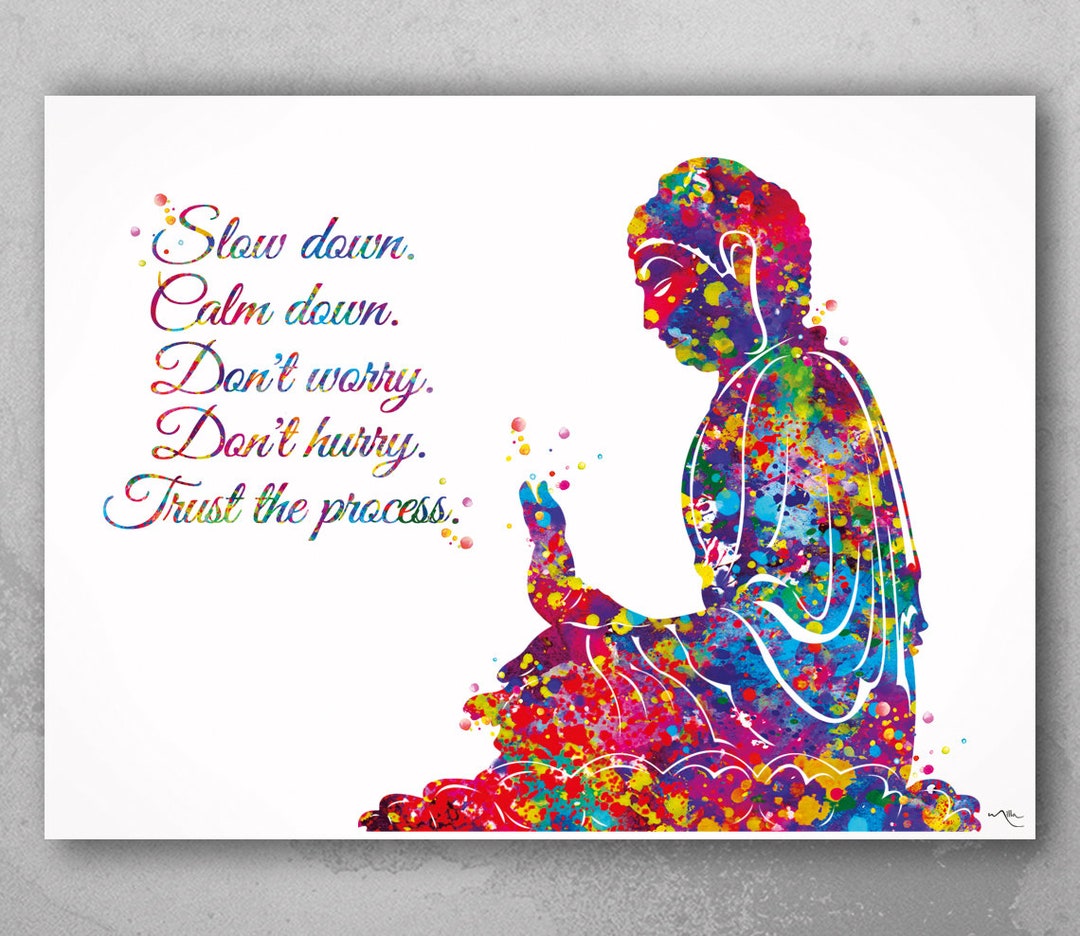 Buddha Watercolor Print: Trust the Process, Meditation Zen Decor-2007 ...