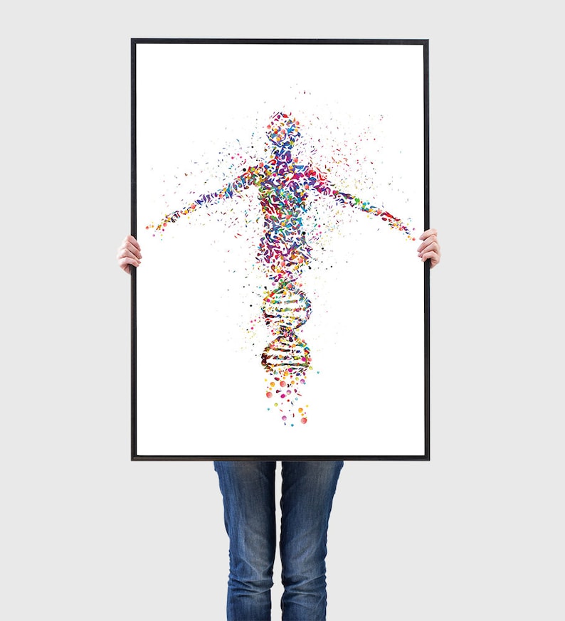 DNA Human Watercolor Print dna art Medical Wall Art Nurse Gift | Etsy