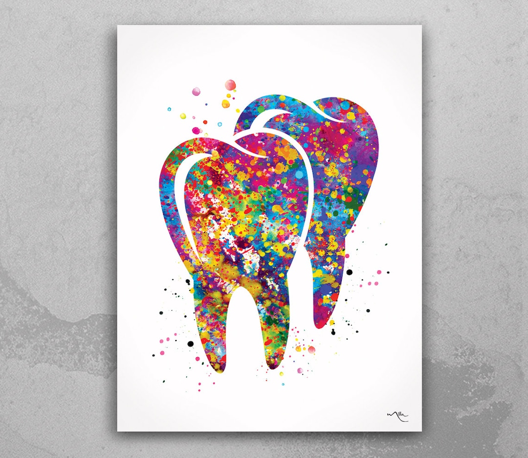 Tooth Art Watercolor Print Tooth Medical Art Surgeon Dental - Etsy