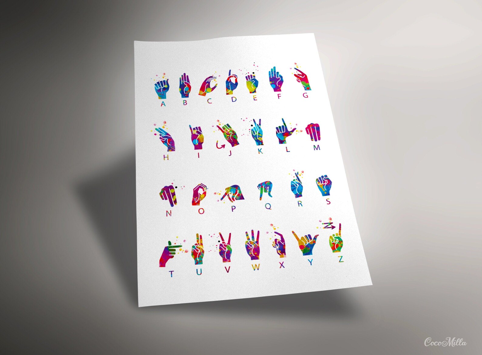 Sign Language Alphabet Watercolor Print, ASL Fingerspelling Poster-1338 ...