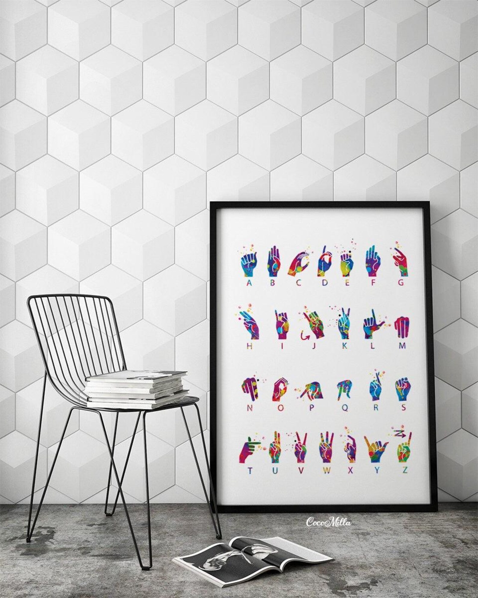 Sign Language Alphabet Watercolor Print, ASL Fingerspelling Poster-1338 ...